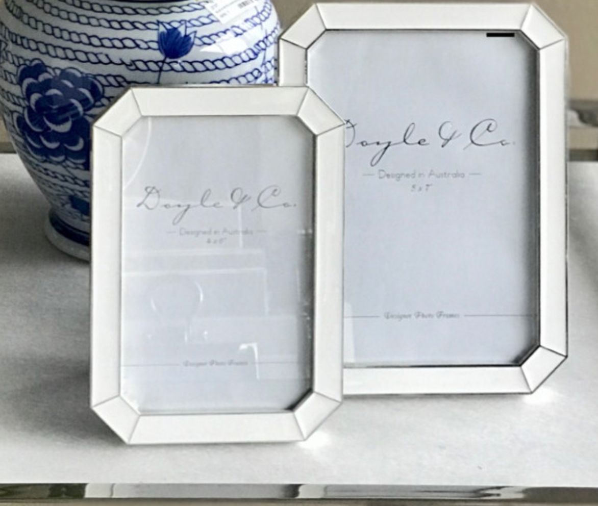 White & Silver Slope Edge Enamel 5x7 Frame – Hadley & Home